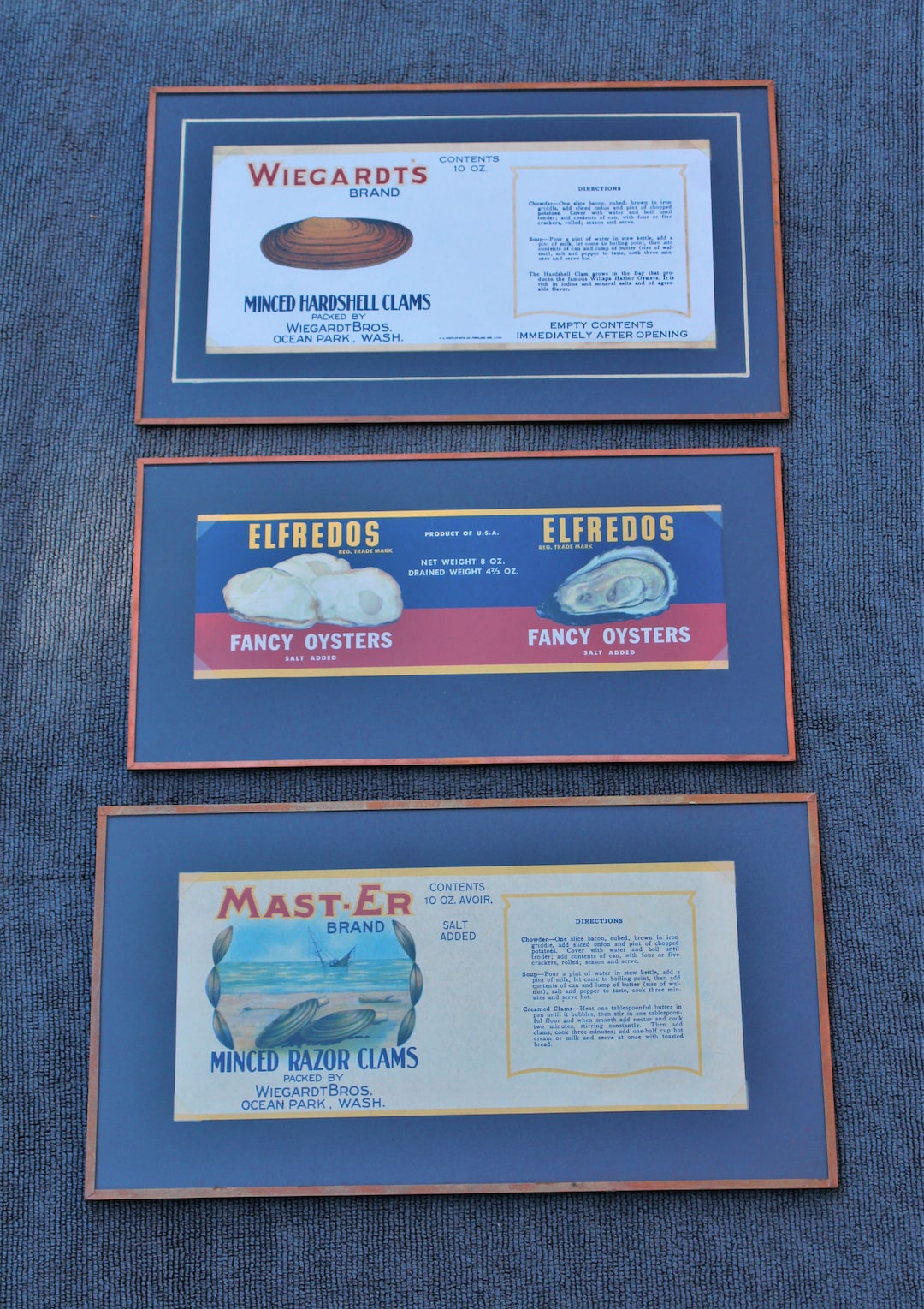 PNW Framed Fish Can Labels Clams - Etsy