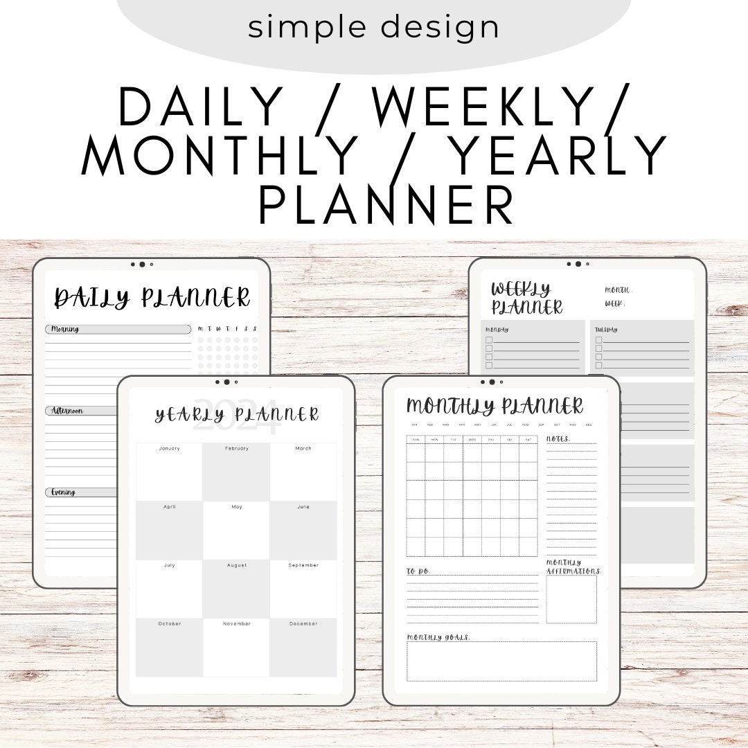 Daily Weekly Monthly Yearly Planner Etsy 