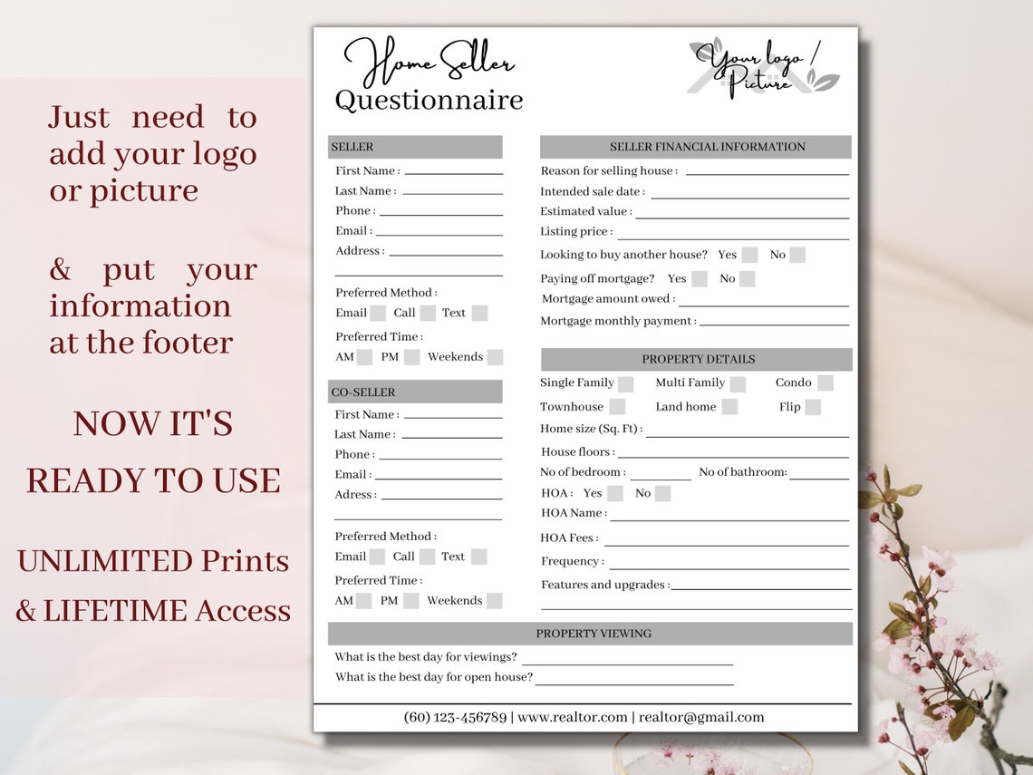 Client Bundle Real Estate Questionnaire Application Forms, Home Buyer ...