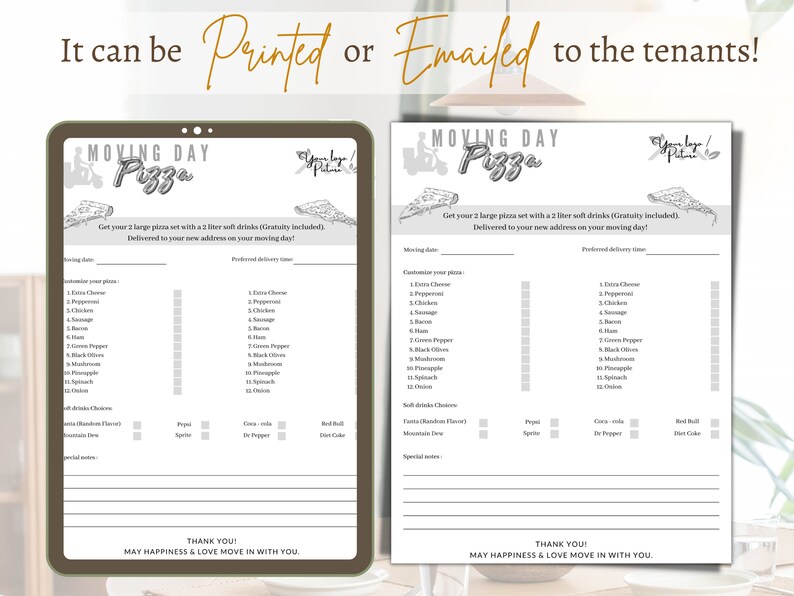 Pizza Personalized Party Order Form Closing Gift for Client, Real ...