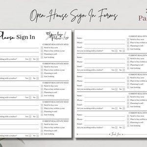Realtor Open House Sign in Form Sheet, Real Estate Branding Marketing ...