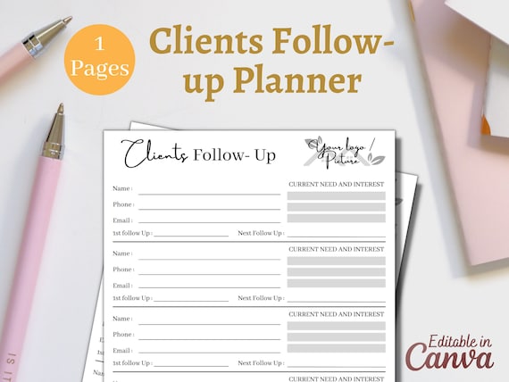 Customer Follow Up Client Call Log Tracker Sheet Form | Etsy