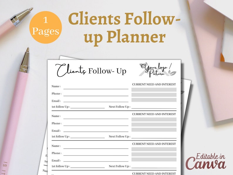 Customer Follow Up, Client Call Log Tracker Sheet Form, Business ...