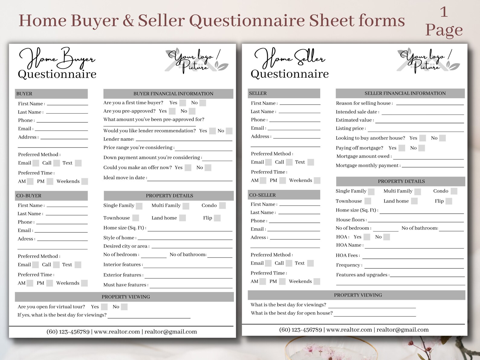 Client Bundle Real Estate Questionnaire Application Forms, Home Buyer ...