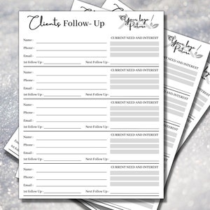 Customer Follow Up, Client Call Log Tracker Sheet Form, Business ...