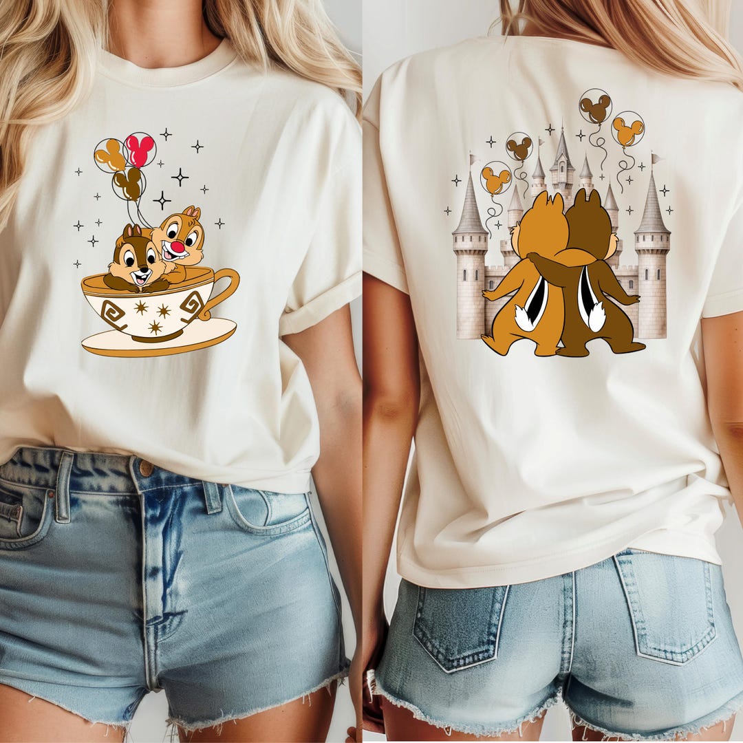 Chip and Dale Balloons Tee, Chip and Dale Double Sided Shirt, Disney ...