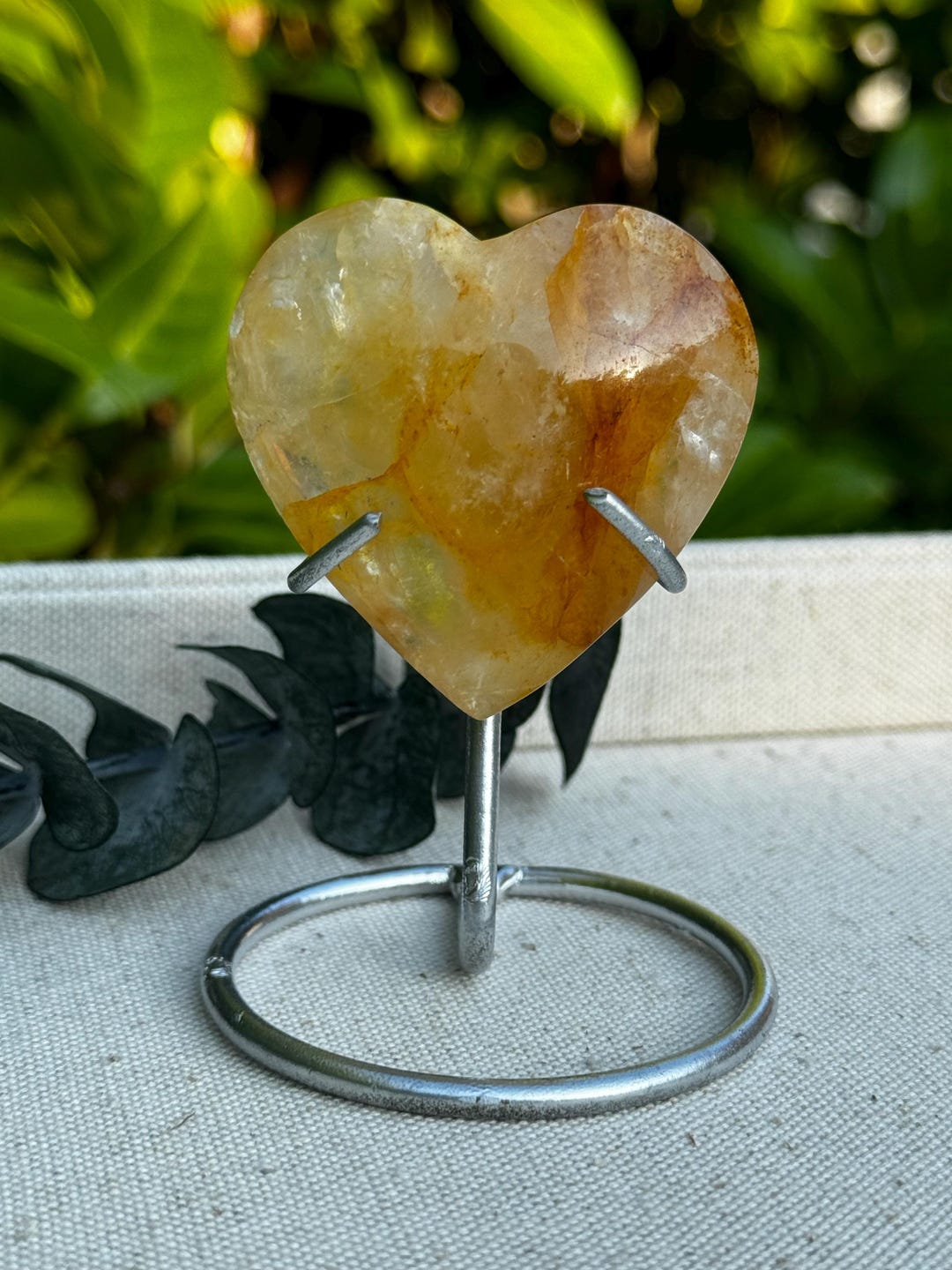Golden Healer Heart on a Custom Made Stand High Grade From Brazil Size ...