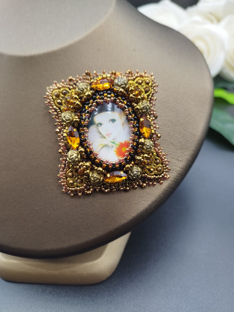 Gorgeous Square Gold Tone Effect Cameo Brooch Pin Fashion Women Lady ...