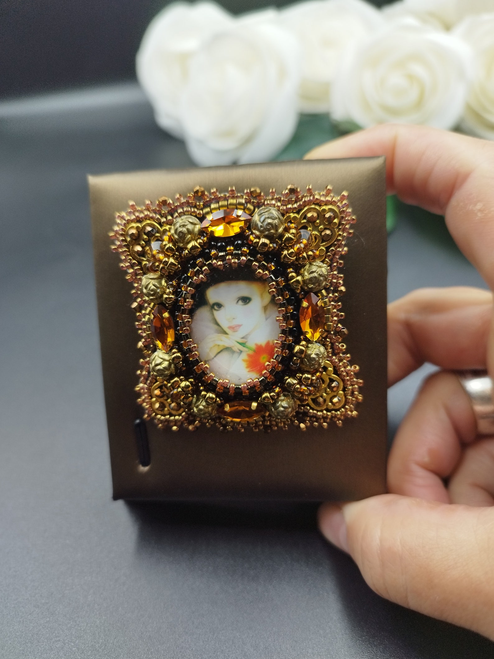 Gorgeous Square Gold Tone Effect Cameo Brooch Pin Fashion Women Lady ...