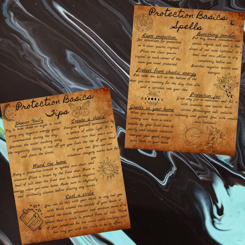 Protection Basics Printable Bundle, Set of 9, Book of Shadows, Witch ...