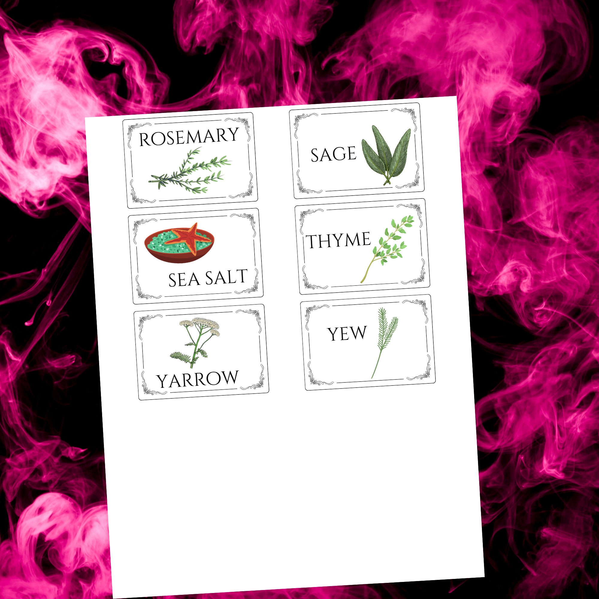 Herb Labels Printable Set of 26 Book of Shadows Spice - Etsy