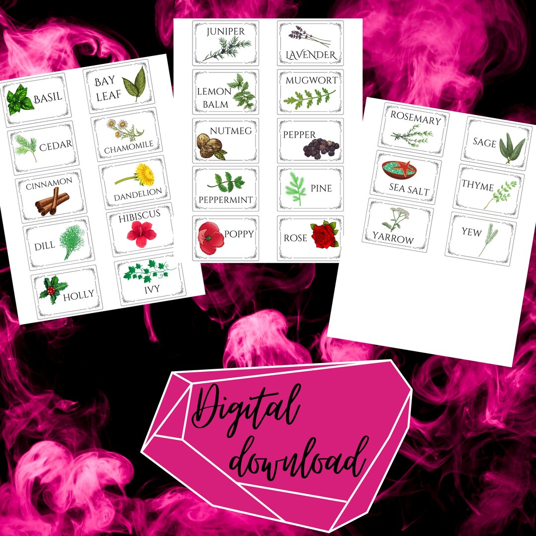 Herb Labels Printable Set of 26 Book of Shadows Spice - Etsy