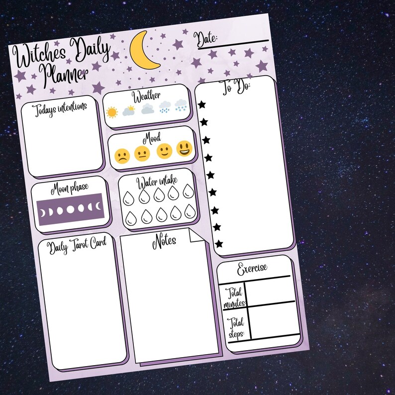 Witches Daily Planner Printable, Witchy Planner, Wiccan Planner ...