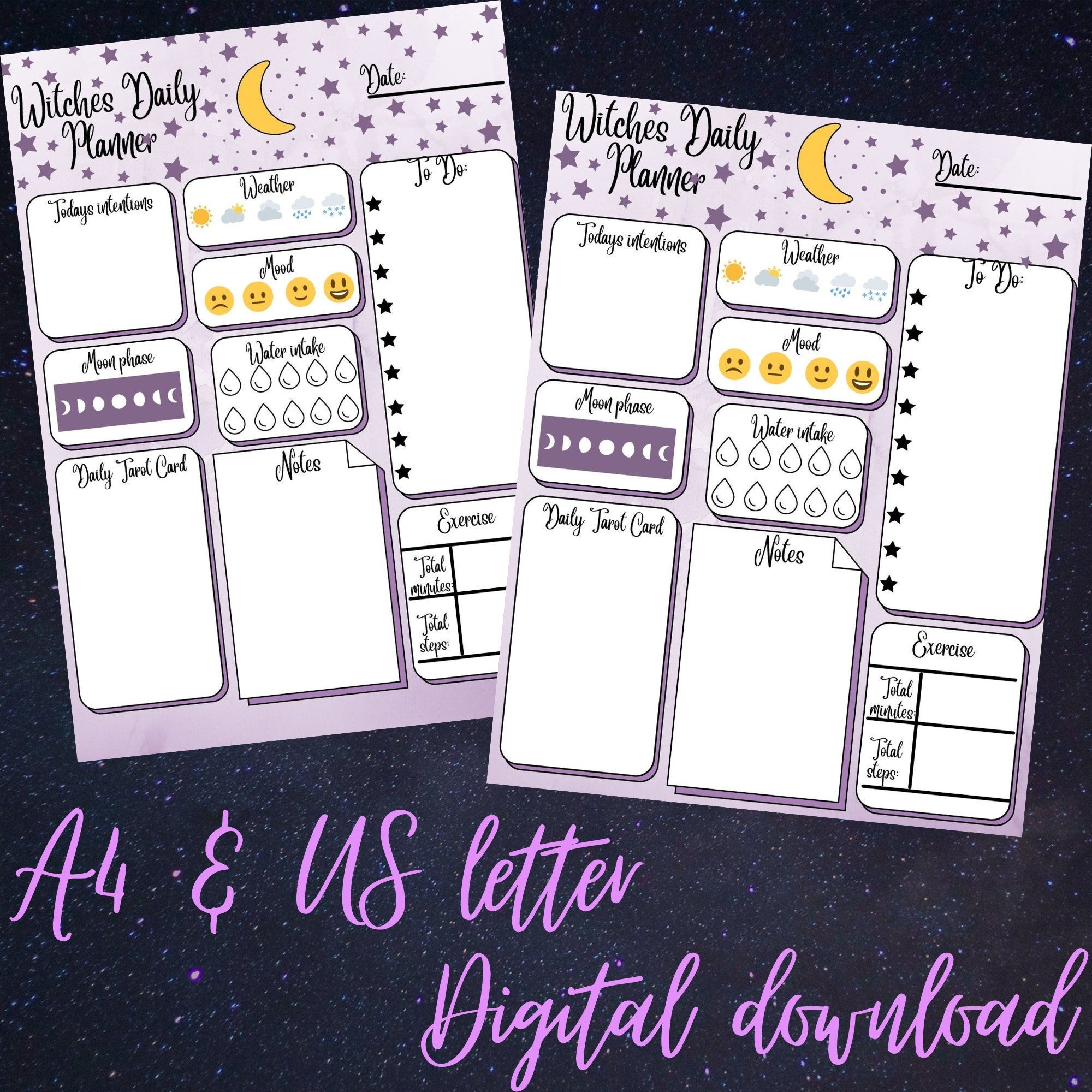 Witches Daily Planner Printable, Witchy Planner, Wiccan Planner ...