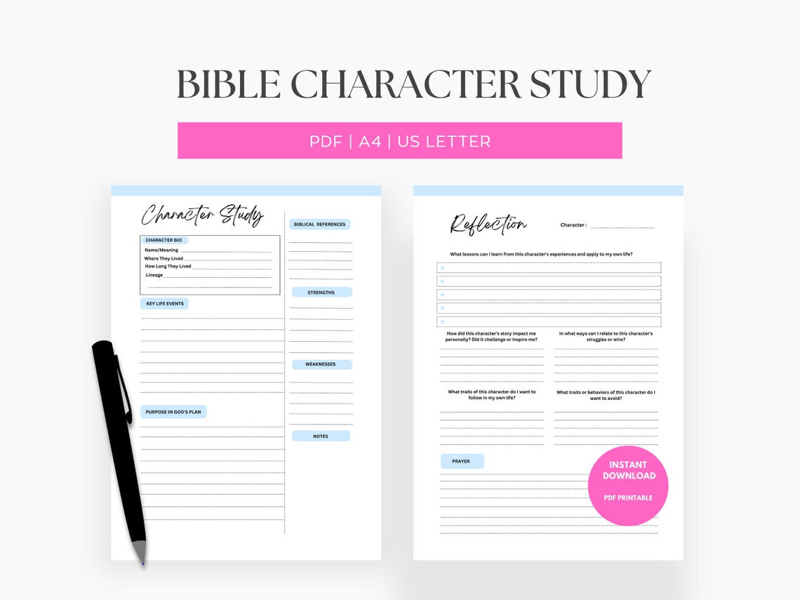 Printable Bible Character Study Template: Reflection Journal (PDF) - Etsy