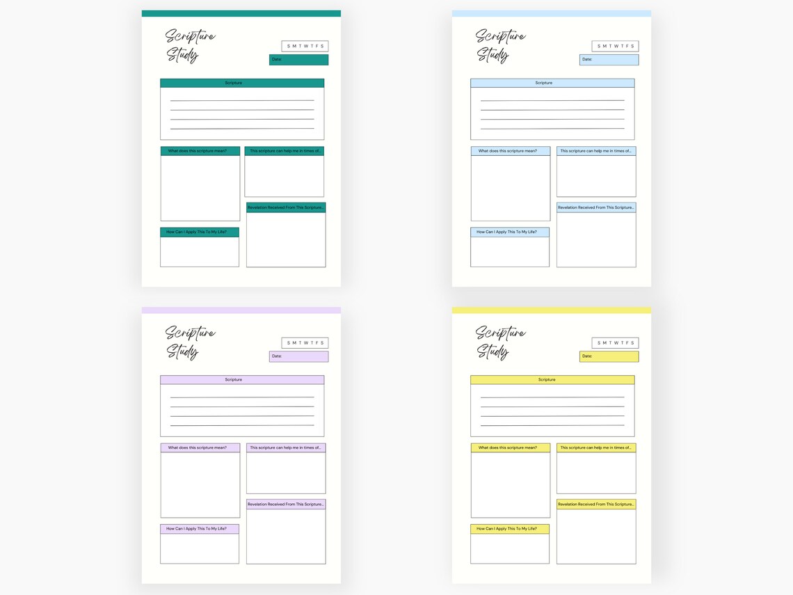 Bible Scripture Study Template: Printable Journal (A4 & Letter) (PDF ...