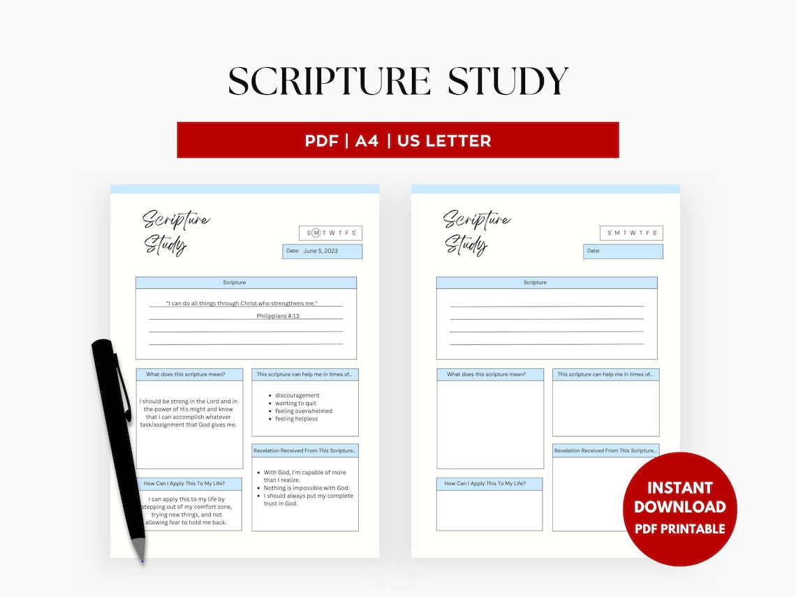 Bible Scripture Study Template, Printable Bible Scripture Study, Bible ...
