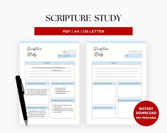 Bible Scripture Study Template, Printable Bible Scripture Study, Bible ...