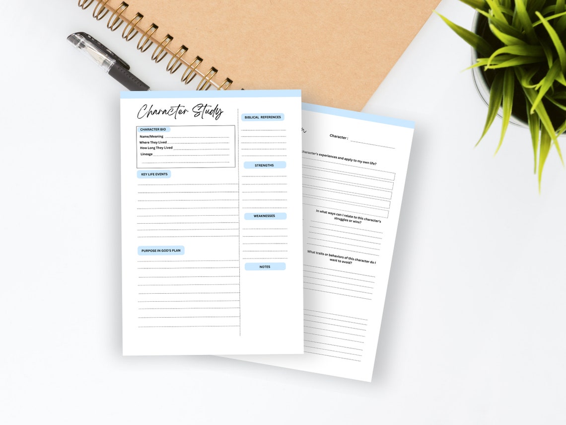 Printable Bible Character Study Template: Reflection Journal (PDF) - Etsy