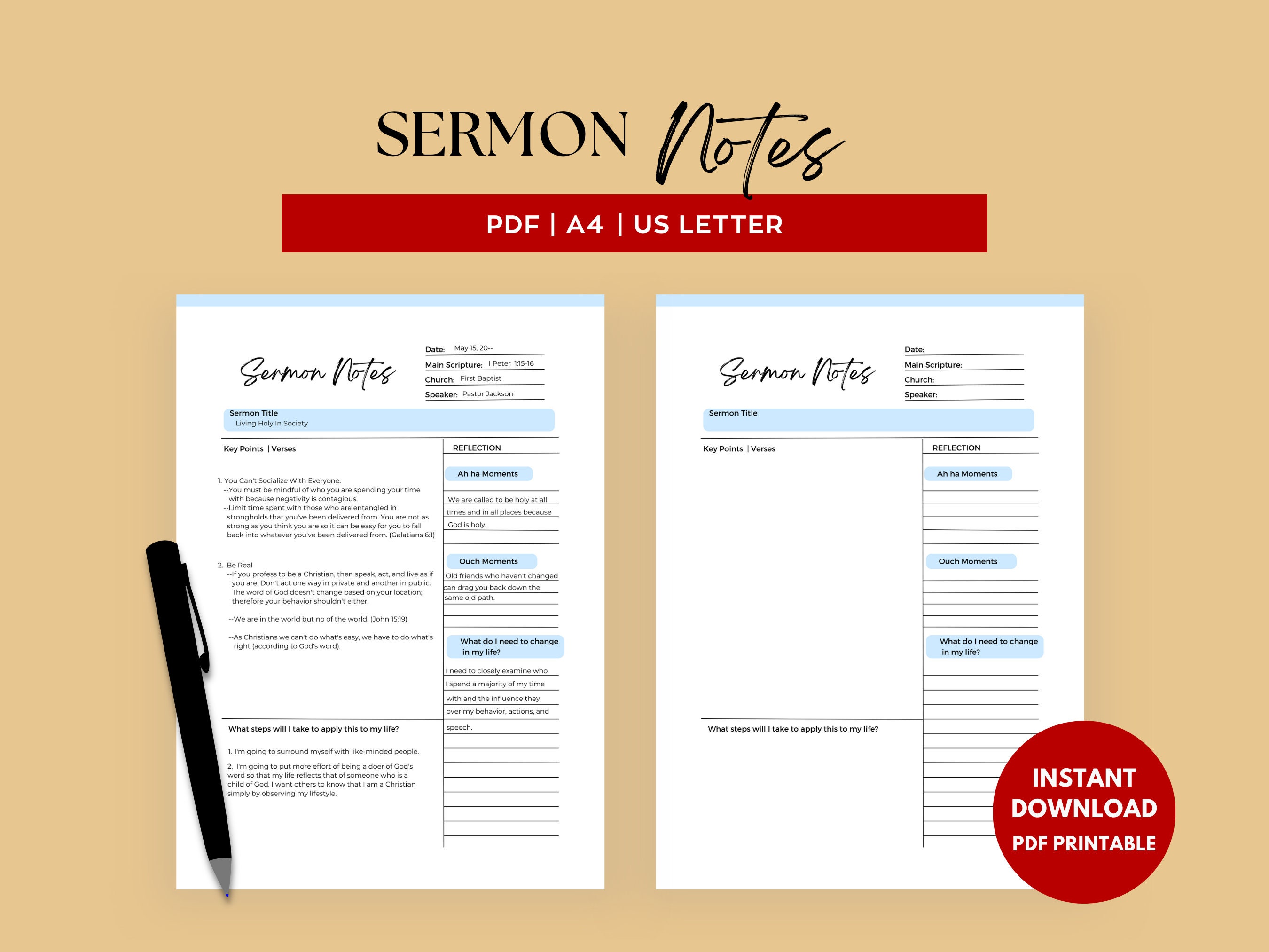 Sermon Notes Printable Template, Sermon Notes Summary, Sermon Notes ...