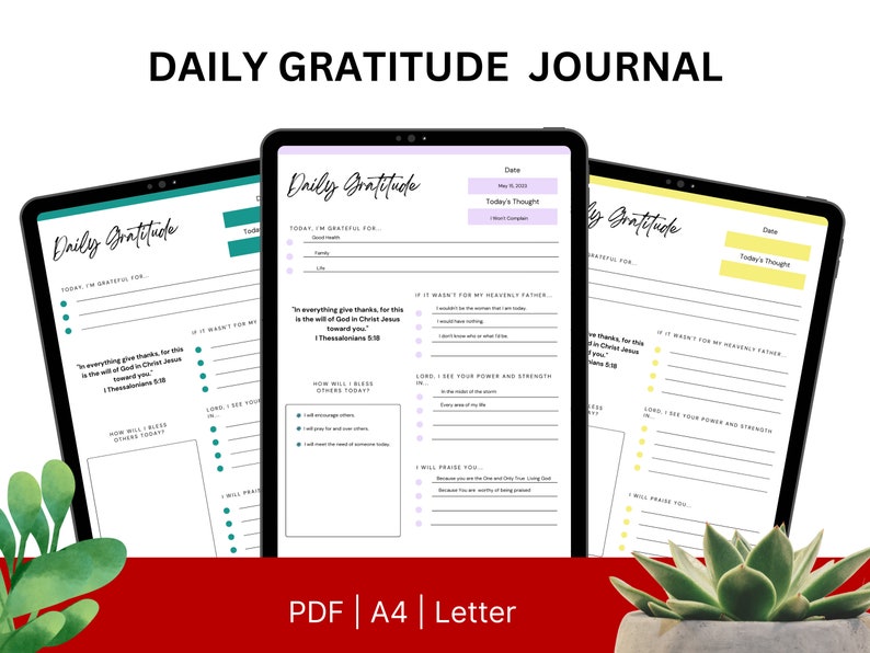 Daily Gratitude Journal Template, Printable Gratitude Journal ...