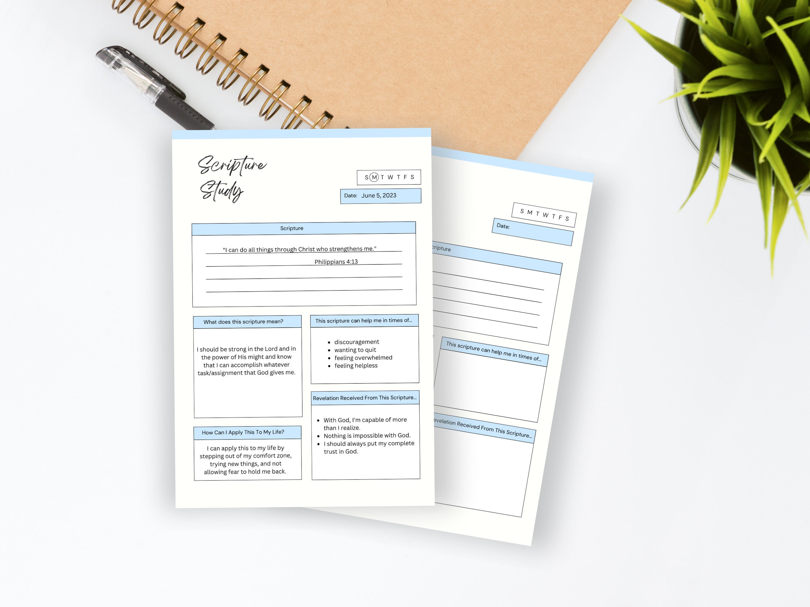 Bible Scripture Study Template Printable Journal A4 Letter Pdf