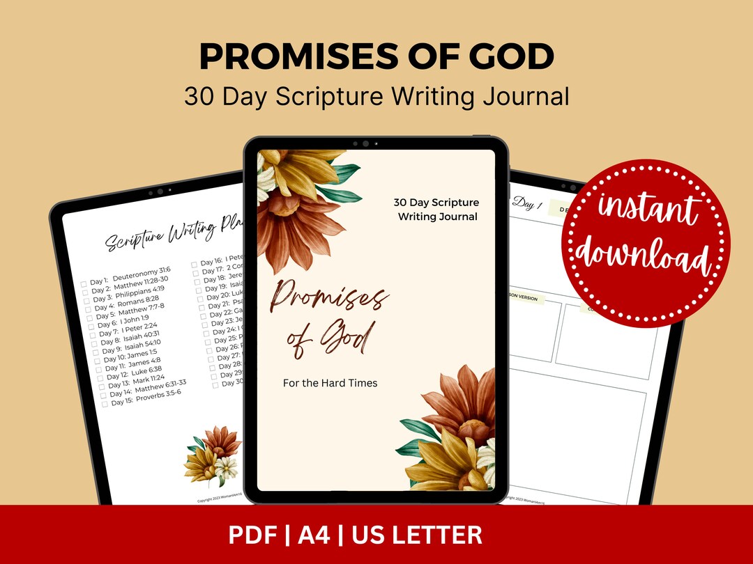 Promises of God 30 Day Scripture Writing Journal, Scripture Writing ...