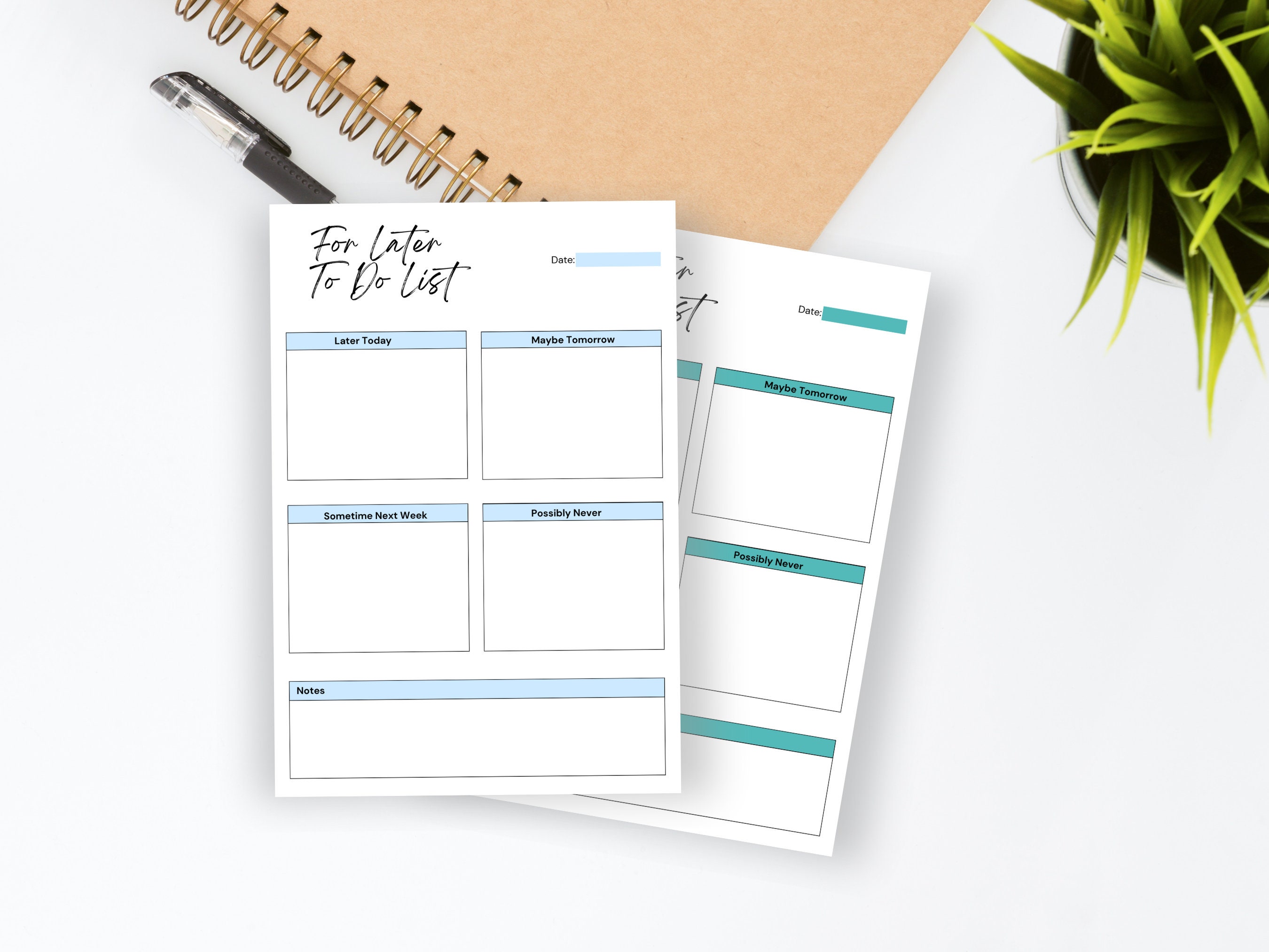 For Later to Do List Printable: Daily Planner Template (A4 & US Letter ...