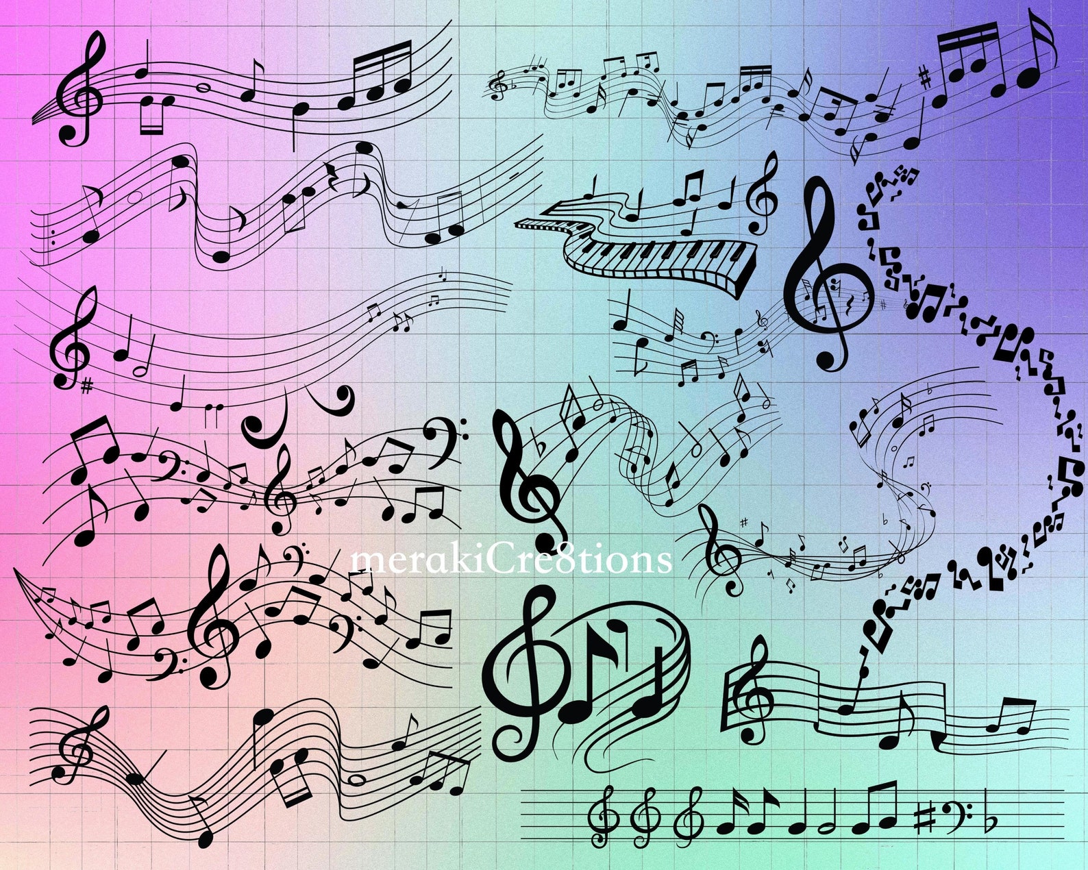 Musical Notes Silhouette, Music Notes Vector Bundle, 300 Dpi, SVG, PNG ...