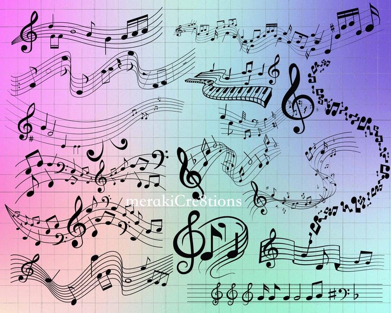 Musical Notes Silhouette, Music Notes Vector Bundle, 300 Dpi, SVG, PNG ...