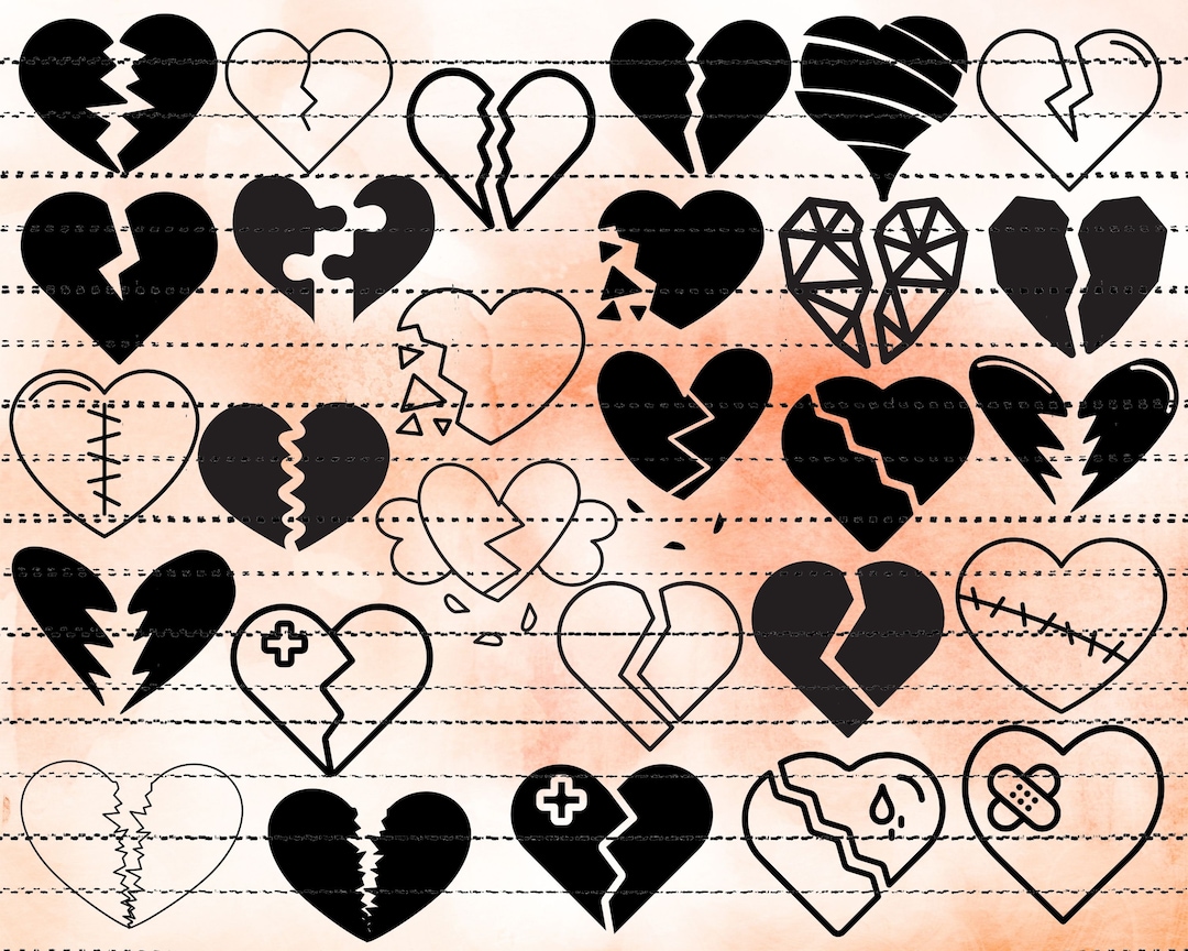 Broken Heart, Broken Heart Silhouette, Breakup, Heartbreak Vector ...