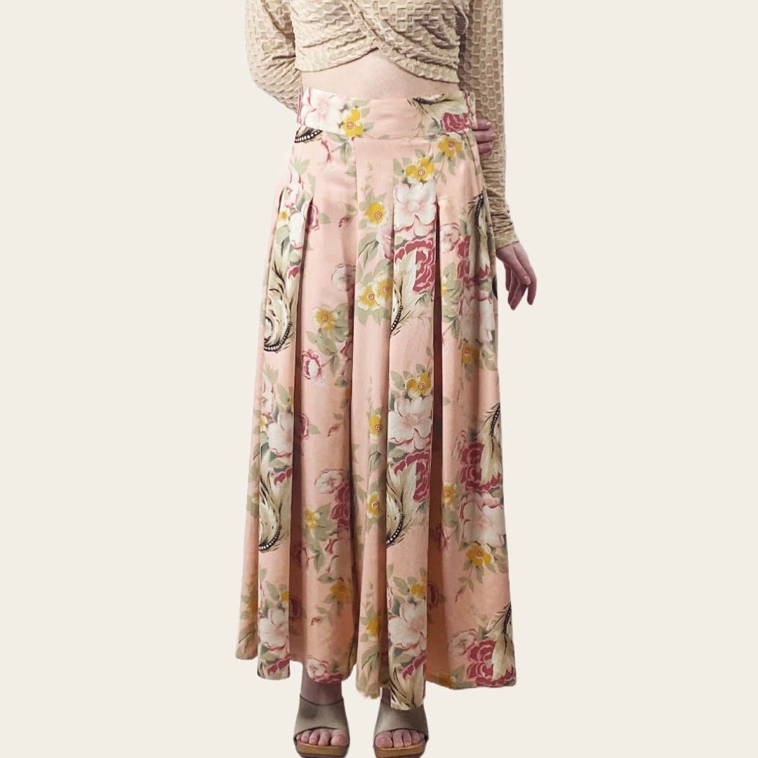 Vintage Outback Red Pink Floral Wide Leg Culottes Gaucho Pants Sz XS - Etsy