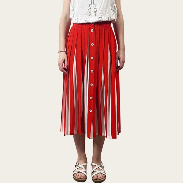 Red and White Striped Skirt - Etsy