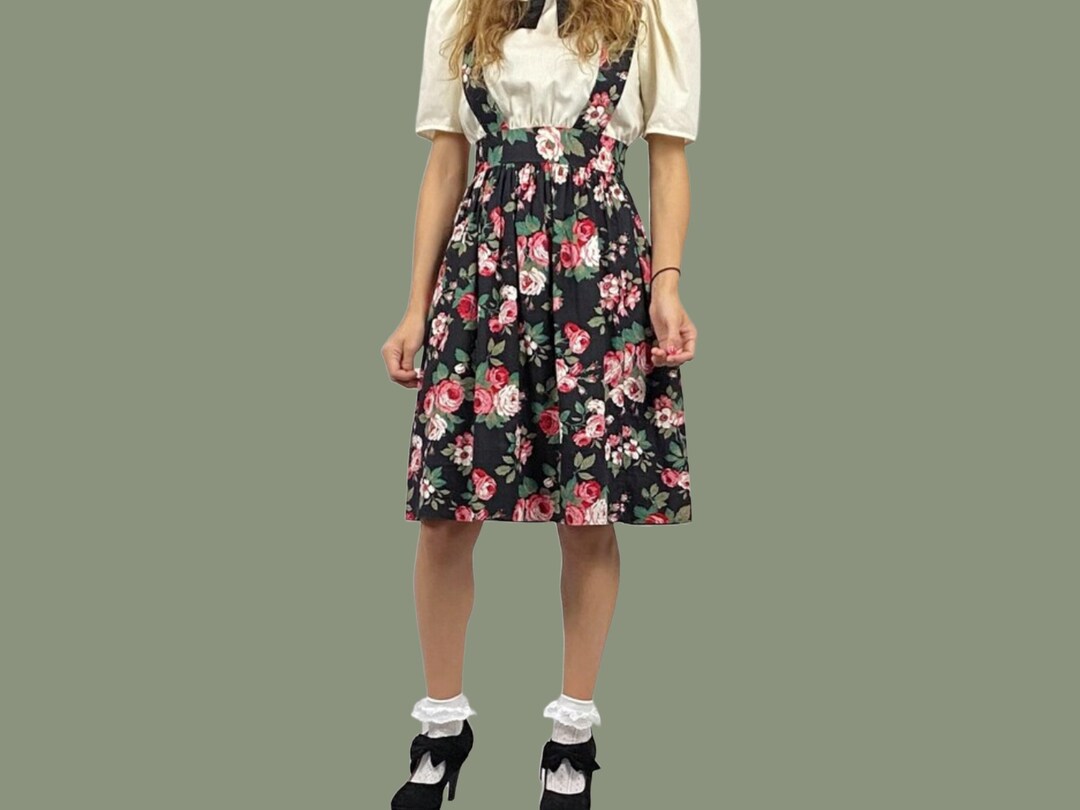 Vintage Union Made Gothic Cabbage Rose Jumper Pinafore Dress - Etsy