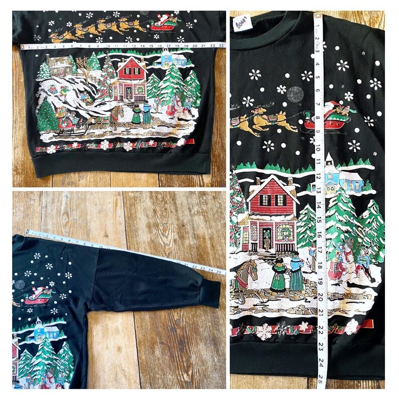 Vintage Christmas Victorian Country Scene Pull Over Graphic Crewneck ...