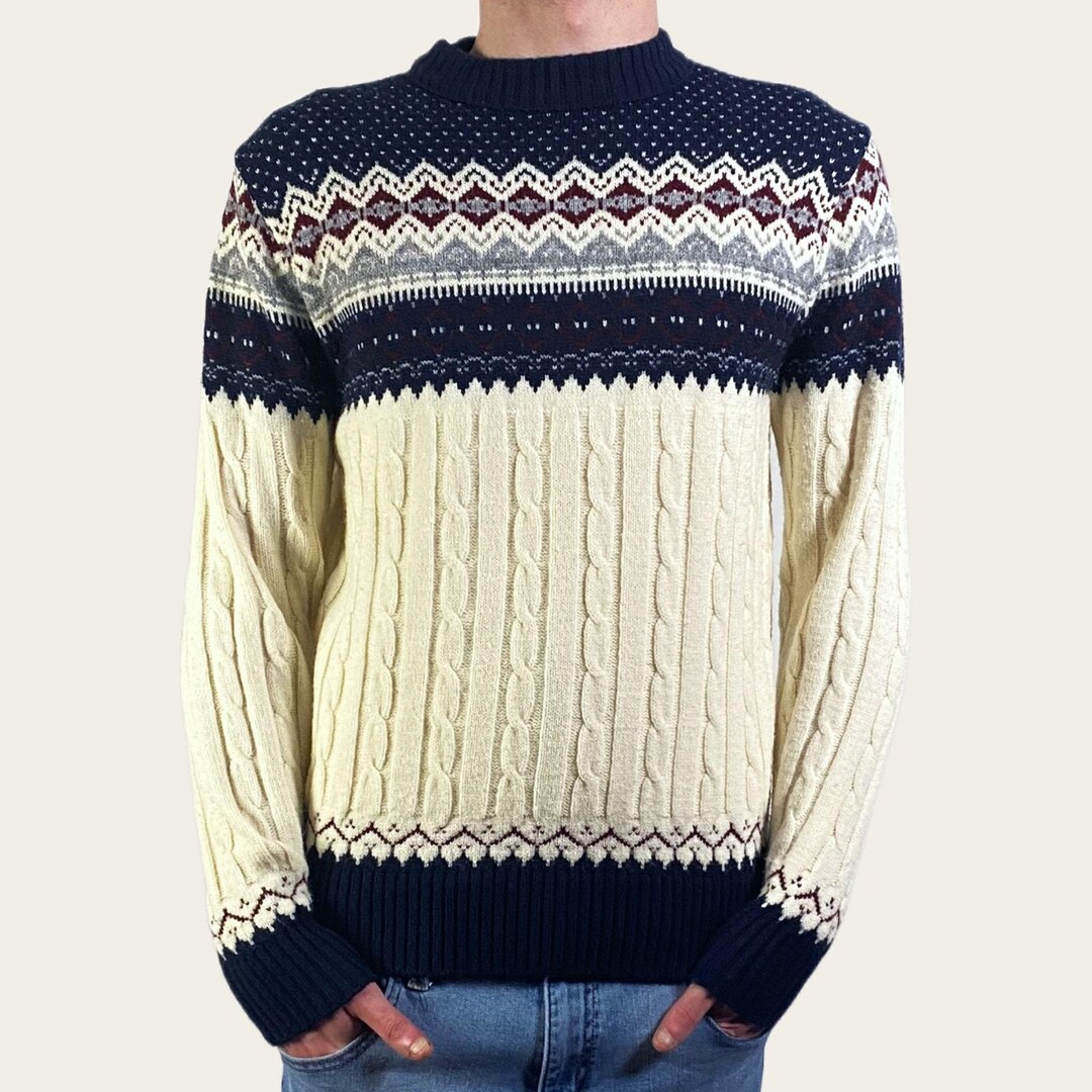 Vintage Talbots Grandpa Fair Isle Sweater Size Medium - Etsy