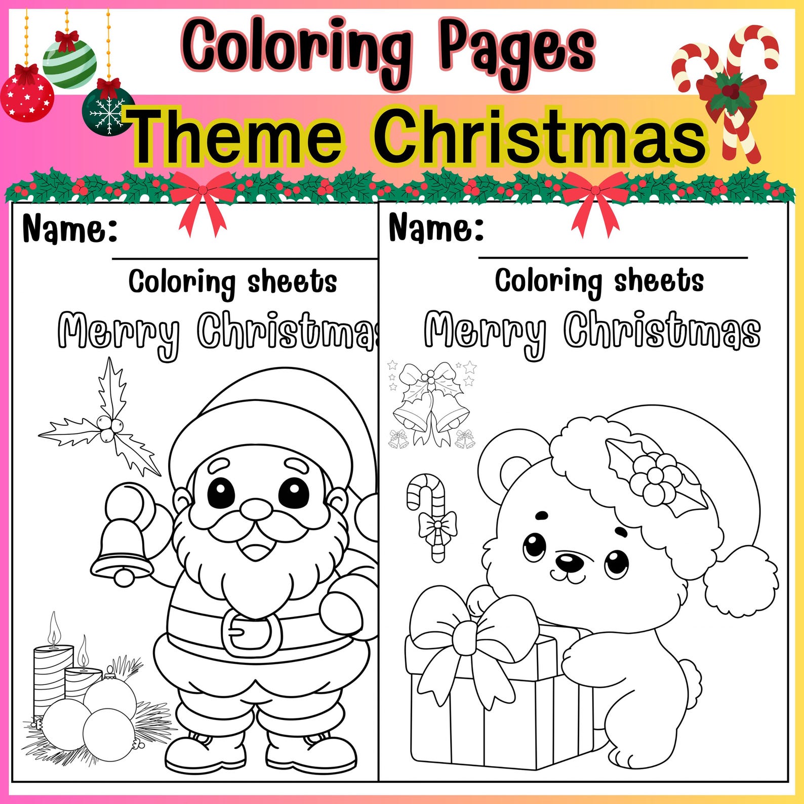 Christmas Coloring Pages | Cute Holiday Printable Sheets for Kids | 30p ...