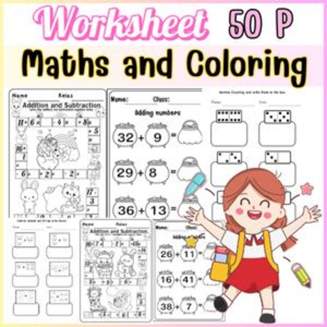Primary Math and Coloring Worksheets | Fun Addition and Subtraction ...