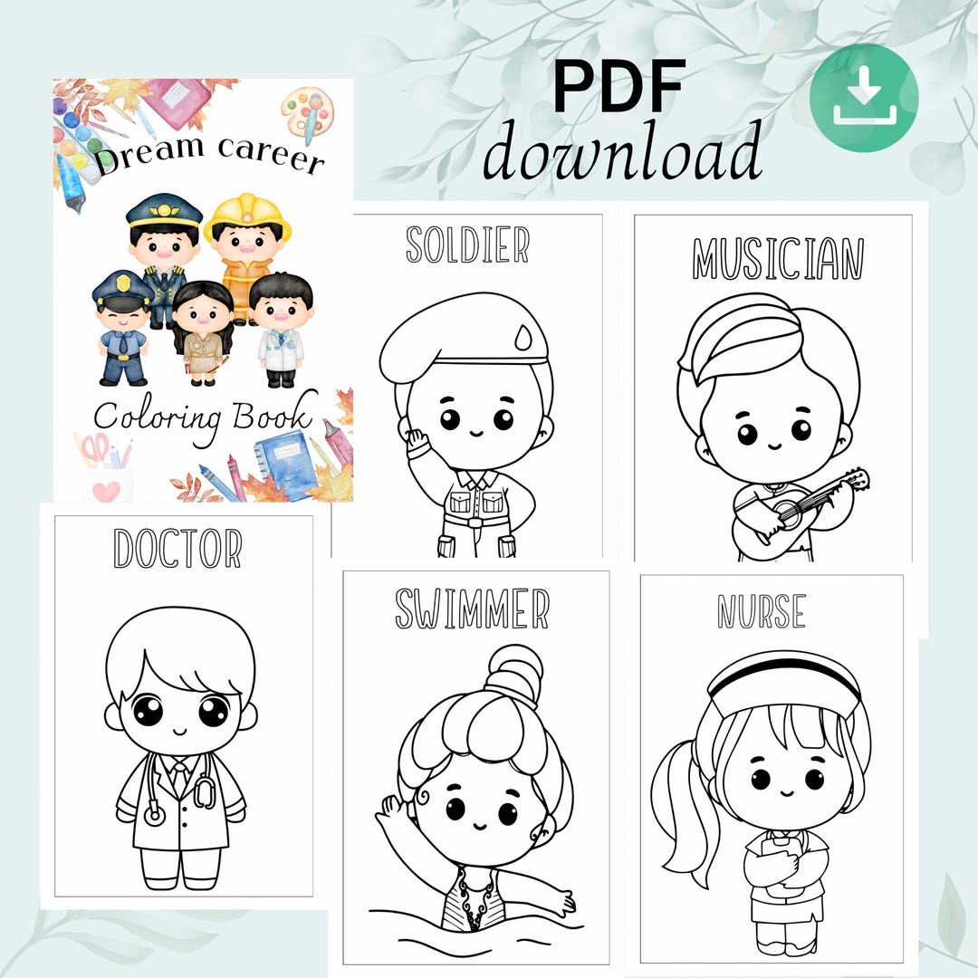 Dream Career Coloring Book for Kids - Printable Educational Activity ...