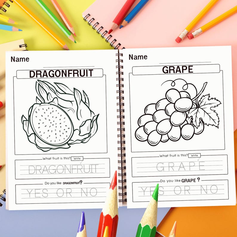 Fruit Name Tracing Worksheet for Kids | Fun and Educational Fruit ...
