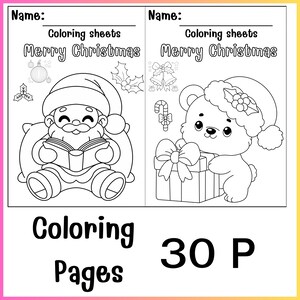 Christmas Coloring Pages | Cute Holiday Printable Sheets for Kids | 30p ...