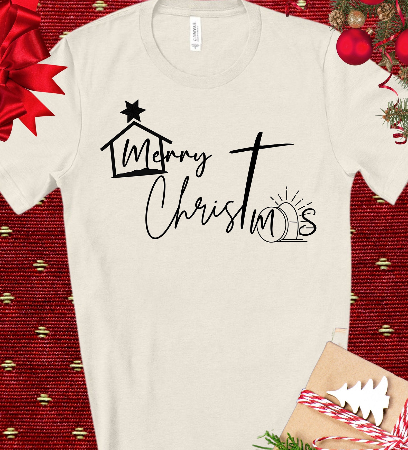 Christmas T-shirt, Merry Christ Mas Christian Christmas Tee, Jesus ...