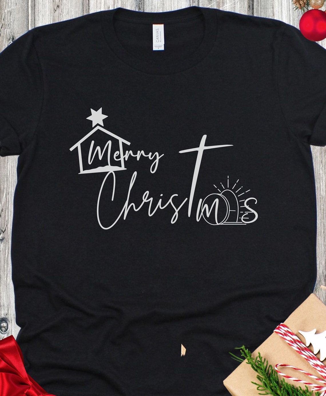 Christmas T-shirt, Merry Christ Mas Christian Christmas Tee, Jesus ...