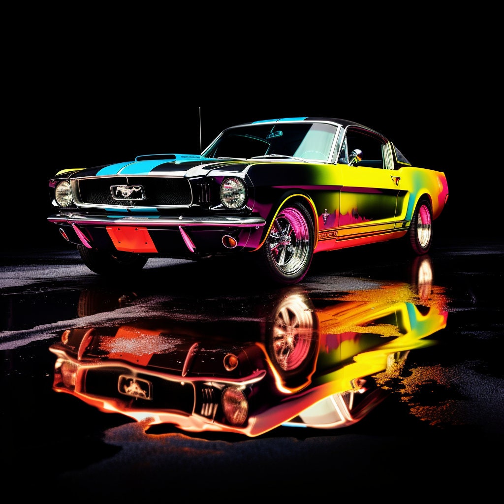 Neon Classic Mustang - Etsy