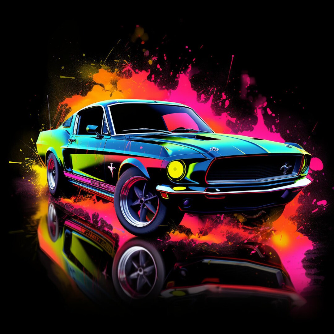 Old School Neon Mustang - Etsy