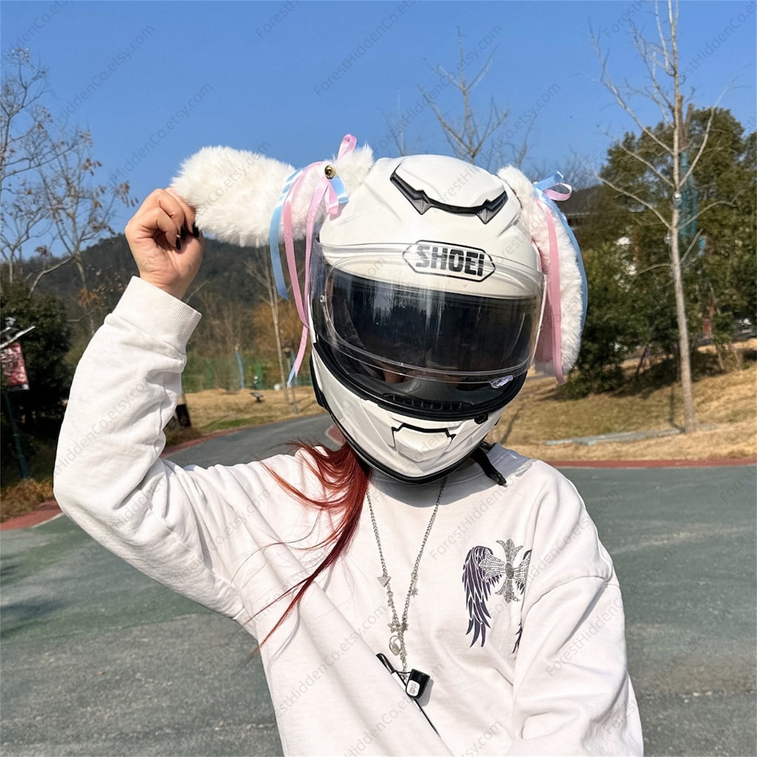 Bunny Ears With Bows for Helmet Accessories Motorcycle Ski Bike Helmet ...