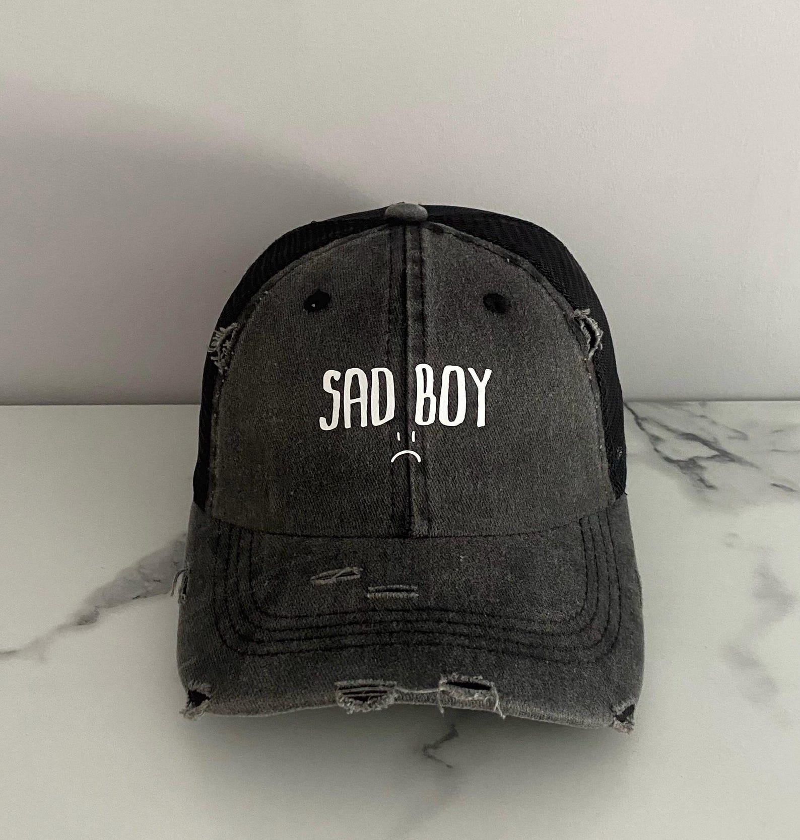 SAD BOY :( Vintage Baseball Cap Grey, Cotton, Mesh | Adjustable Strap ...