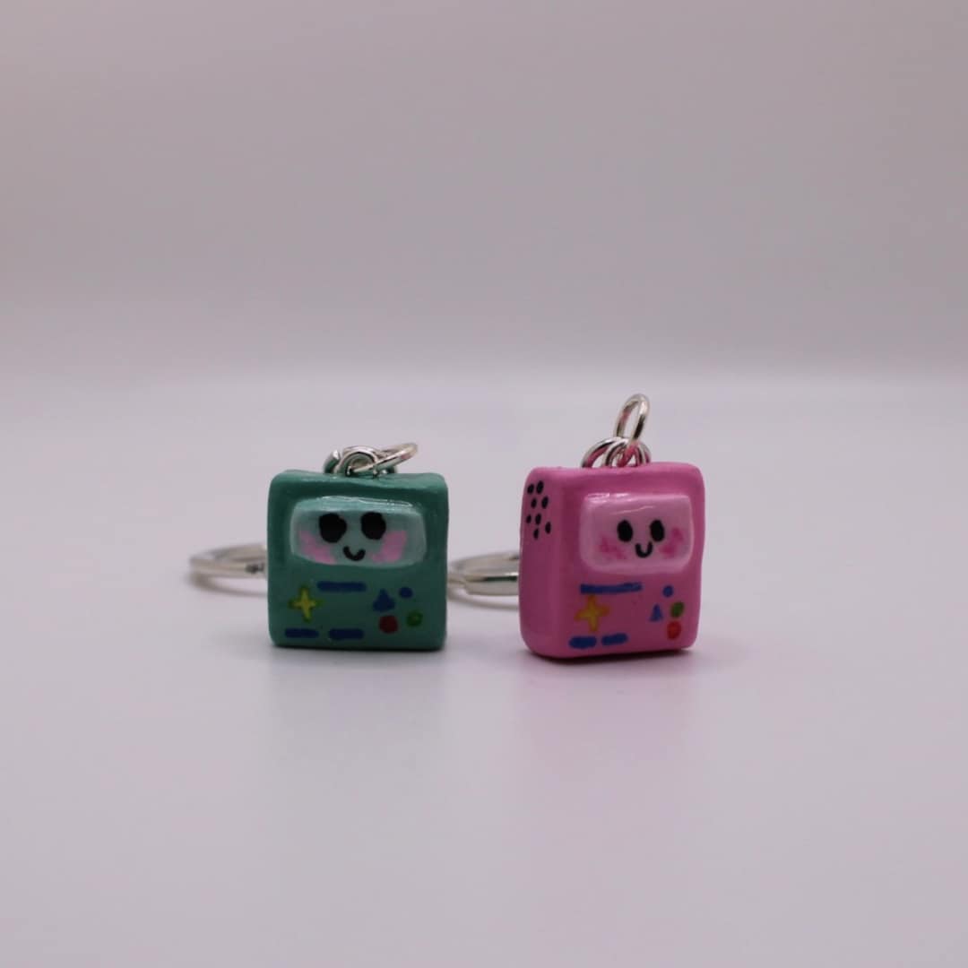 Couples Matching BMO Key Chain 2 PC Hand Made Polymer Clay Resin ...
