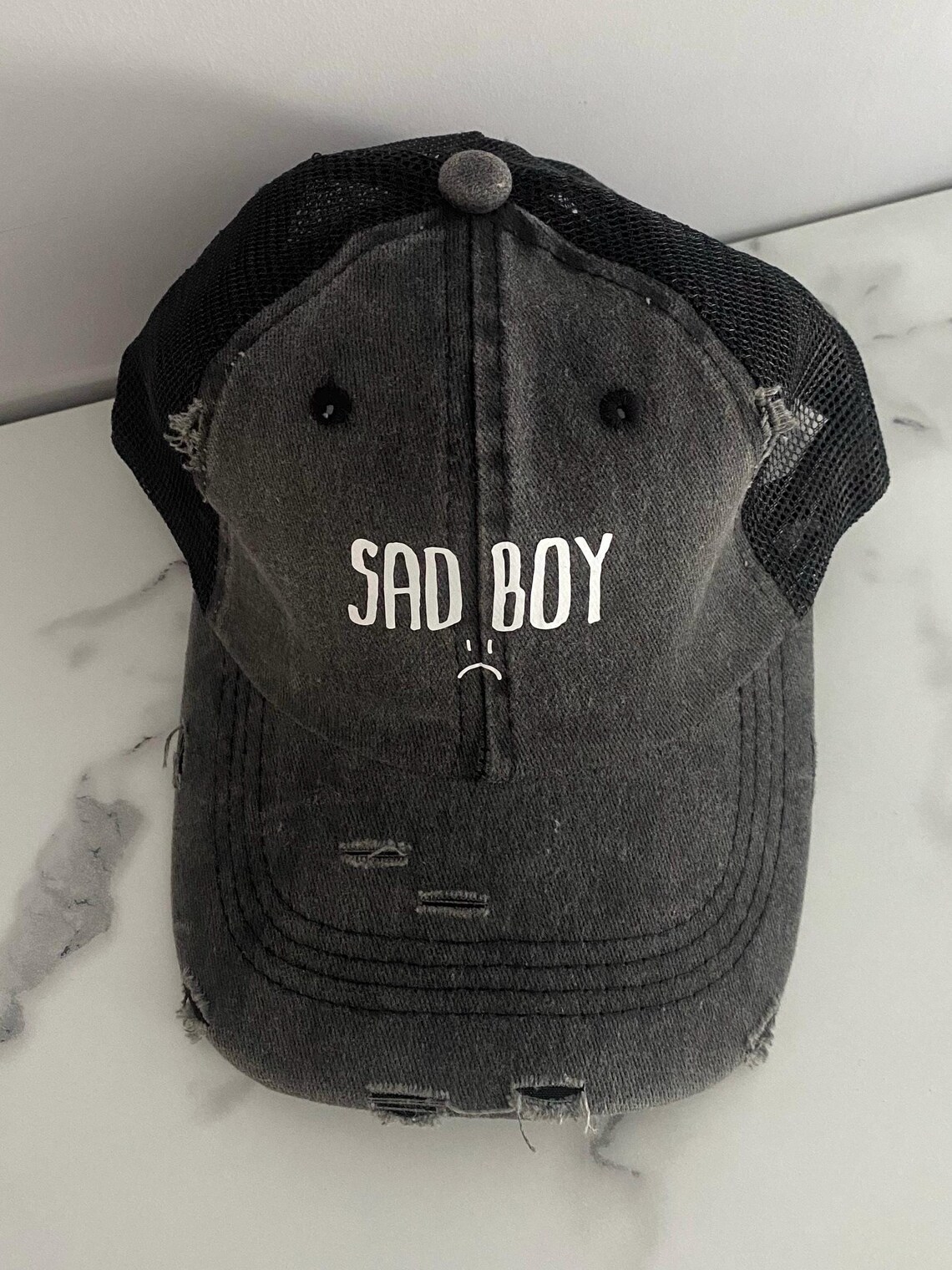 SAD BOY :( Vintage Baseball Cap Grey, Cotton, Mesh | Adjustable Strap ...