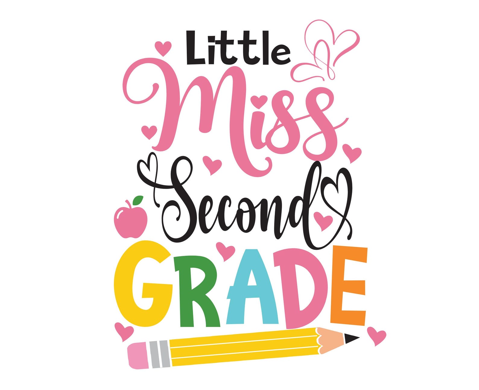 Little Miss Second Grade Svg Back to School Svg, 2nd Grade Svg Back to ...
